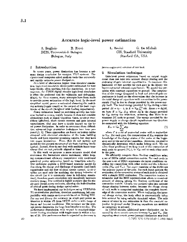 (PDF) Accurate logic-level power estimation