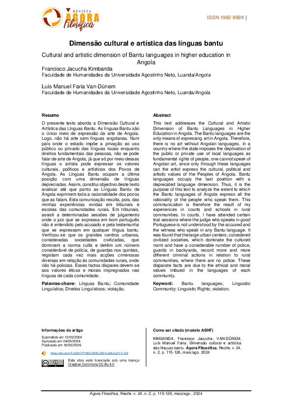 (PDF) Cultural and artistic dimension of Bantu languages in higher ...