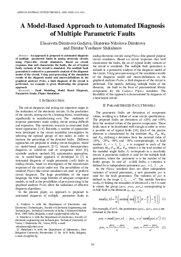 (PDF) A Model-Based Approach to Automated Diagnosis of Multiple Parametric Faults