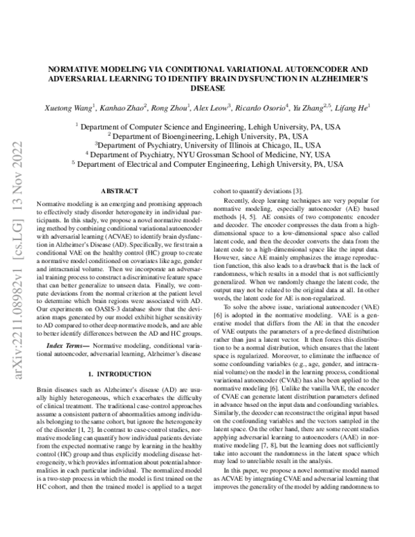(PDF) Normative Modeling via Conditional Variational Autoencoder and ...