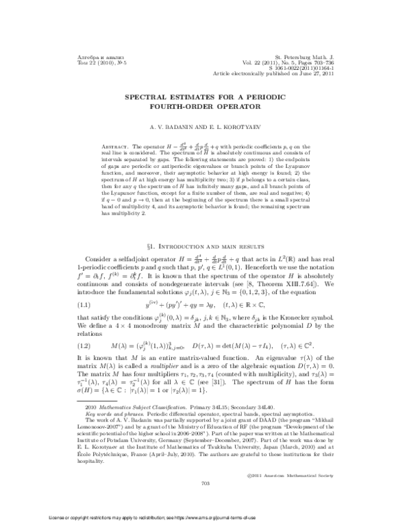 Pdf Periodic Fourth Order Operator Spectrum