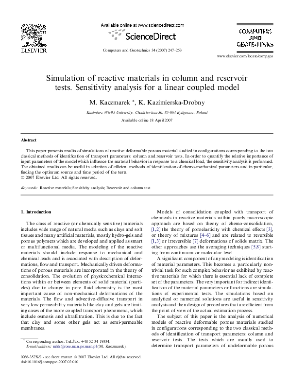 (PDF) Simulation of reactive materials in column and reservoir tests ...