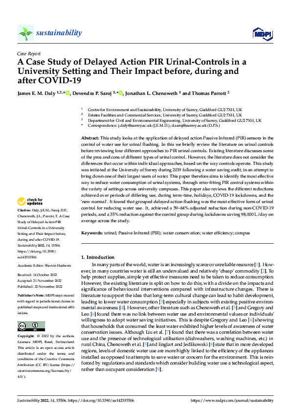 (PDF) A Case Study of Delayed Action PIR Urinal-Controls in a University Setting and Their ...