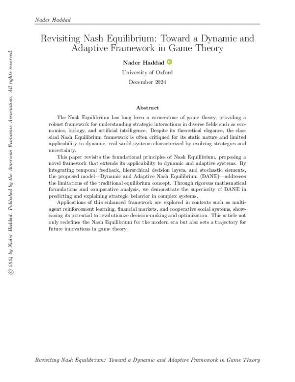 (PDF) Revisiting Nash Equilibrium: Toward a Dynamic and Adaptive ...