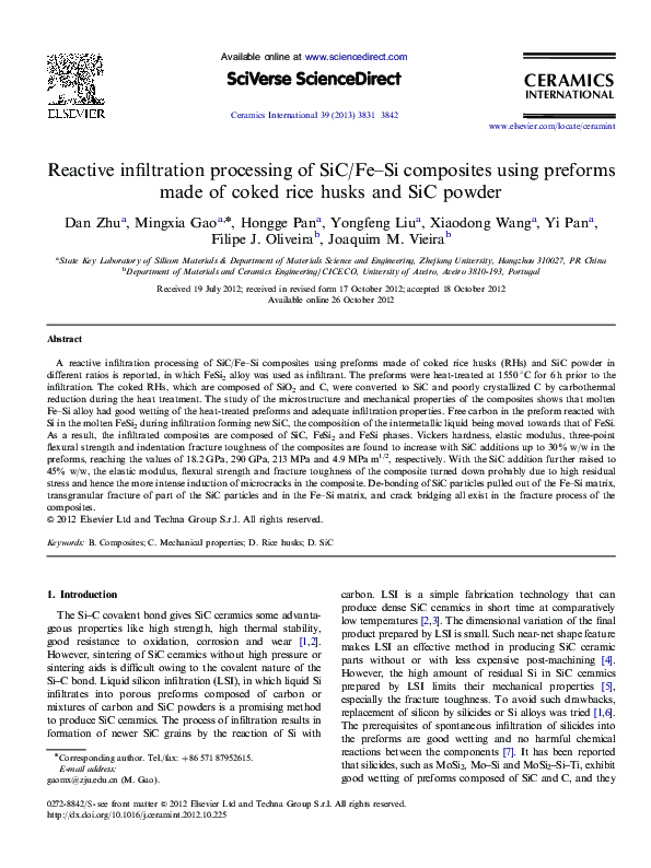 (PDF) Reactive infiltration processing of SiC/Fe–Si composites using ...