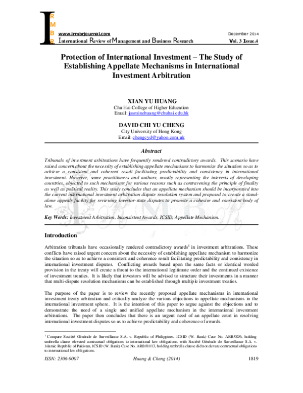 (PDF) Protection of International Investment - The Study of ...