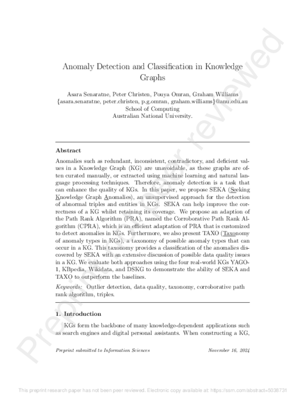 (PDF) Anomaly Detection and Classification in Knowledge Graphs