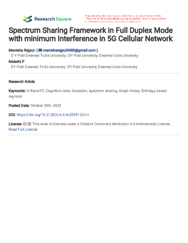 (PDF) Spectrum Sharing Framework in Full Duplex Mode with minimum ...