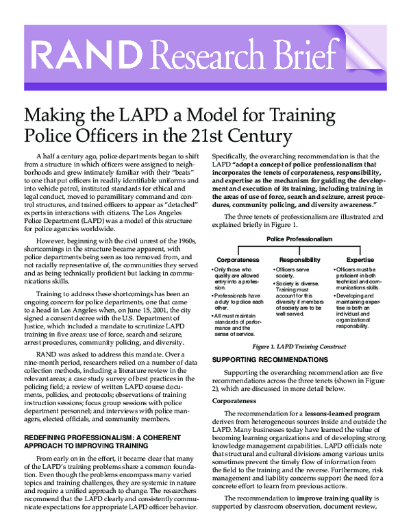 (PDF) Making the LAPD a Model for Training Police Officers in the 21st Century