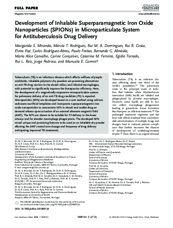 (PDF) Development of Inhalable Superparamagnetic Iron Oxide ...