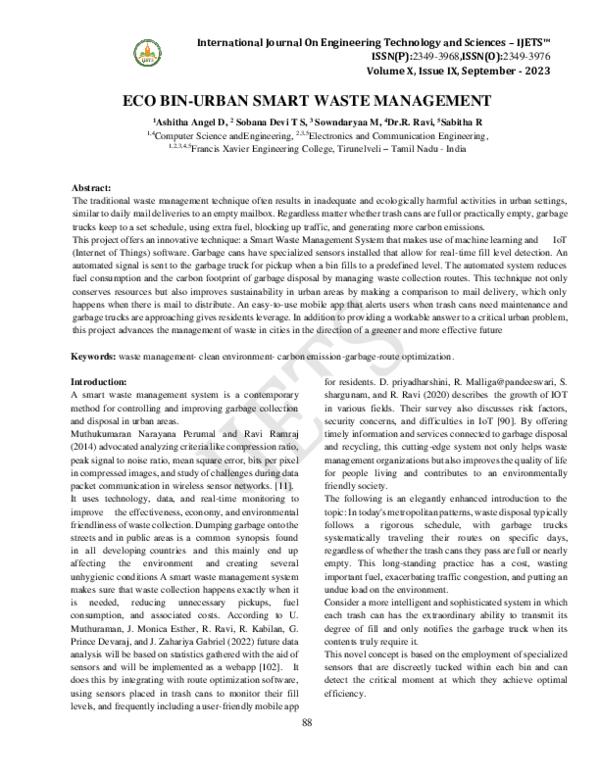 (PDF) ECO BIN-URBAN SMART WASTE MANAGEMENT