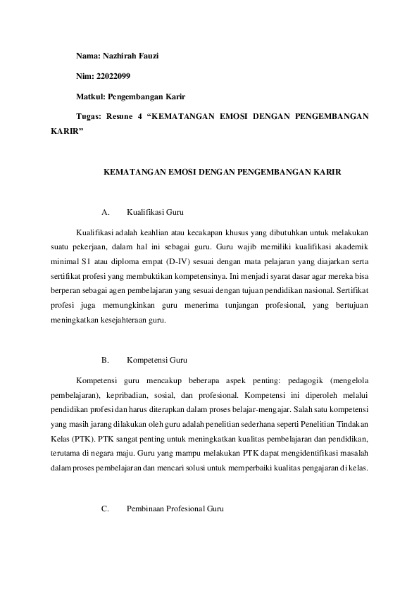 (PDF) Resune 4 "KEMATANGAN EMOSI DENGAN PENGEMBANGAN KARIR" KEMATANGAN EMOSI DENGAN PENGEMBANGAN ...