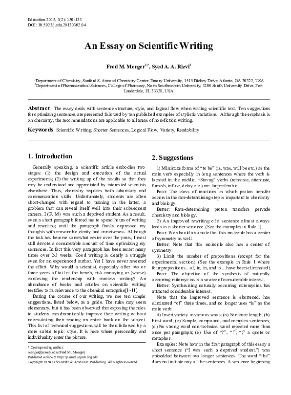 (PDF) An Essay on Scientific Writing