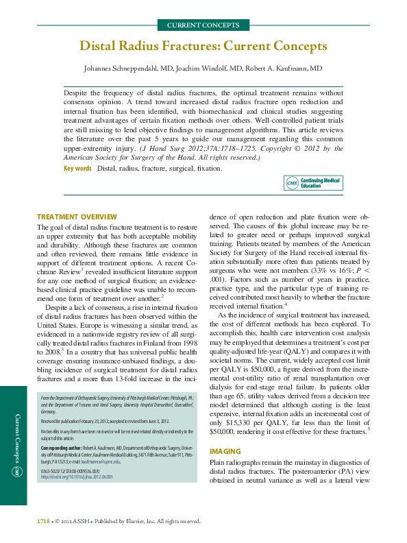 (PDF) Distal Radius Fractures: Current Concepts