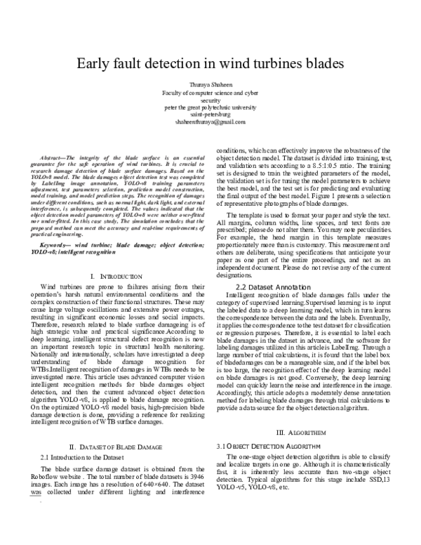 Pdf Early Fault Detection In Wind Turbines Blades
