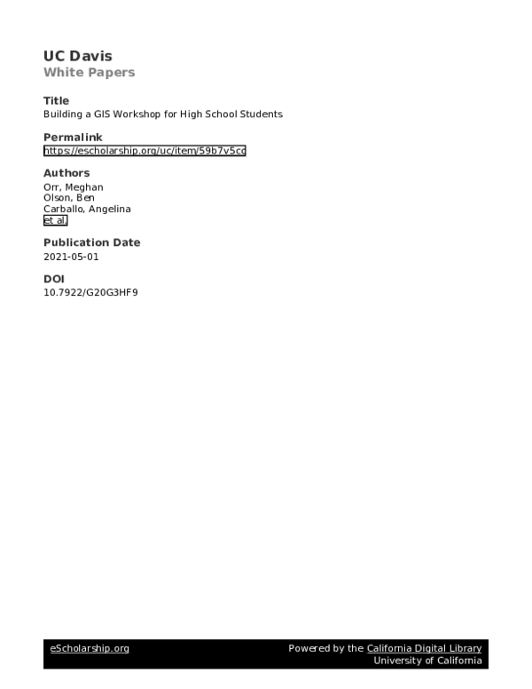 (PDF) Building a GIS Workshop for High School Students