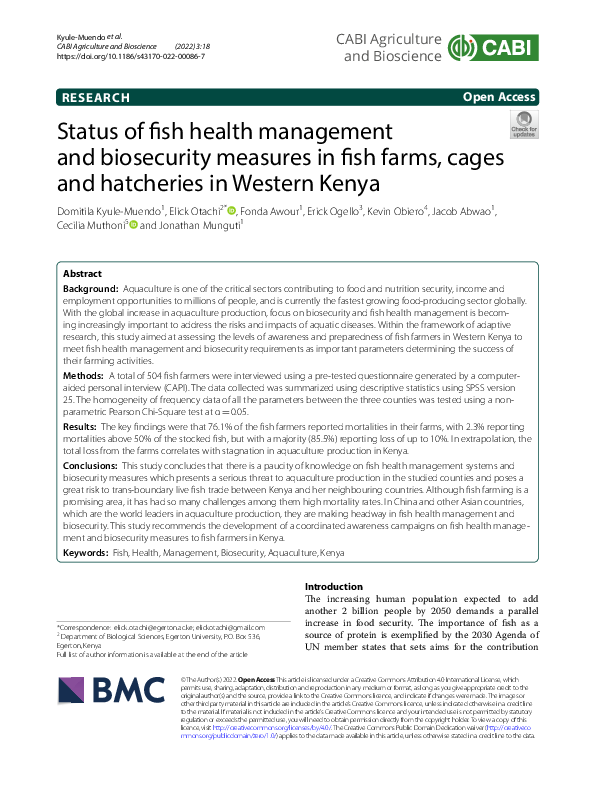 (PDF) Status of fish health management and biosecurity measures in fish ...