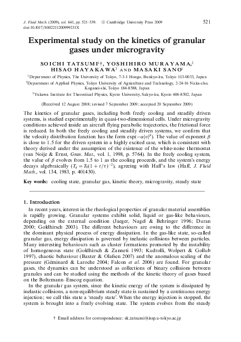 (PDF) Experimental study on the kinetics of granular gases under ...