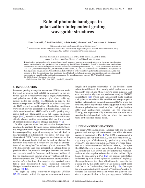 (PDF) Role of photonic bandgaps in polarization-independent grating ...