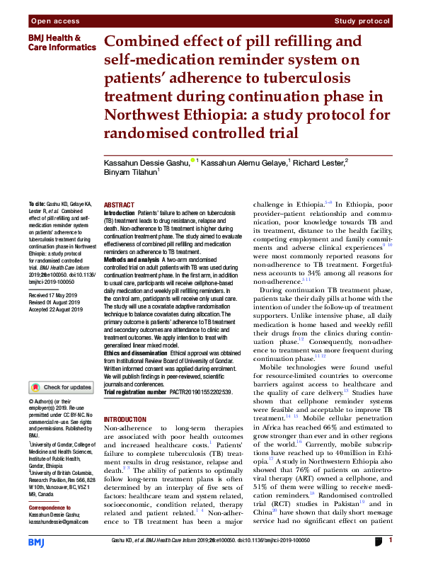 (PDF) Combined effect of pill refilling and self-medication reminder ...
