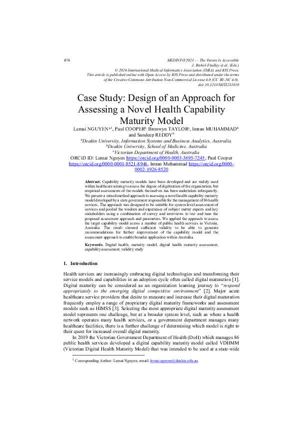 (PDF) Assessing a Novel Health Maturity Model