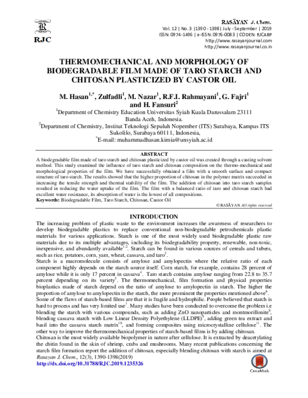 (PDF) Thermomechanical and Morphology of Biodegradable Film Made of ...
