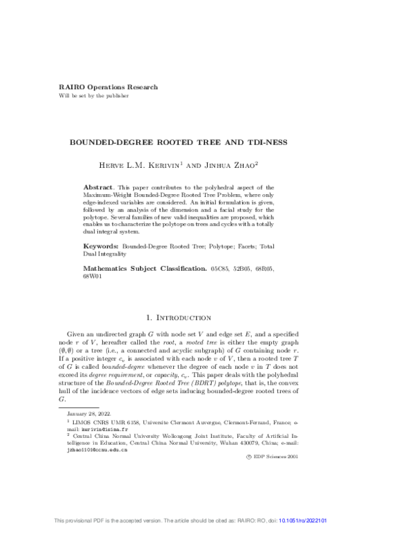 (PDF) Bounded-degree rooted tree and TDI-ness