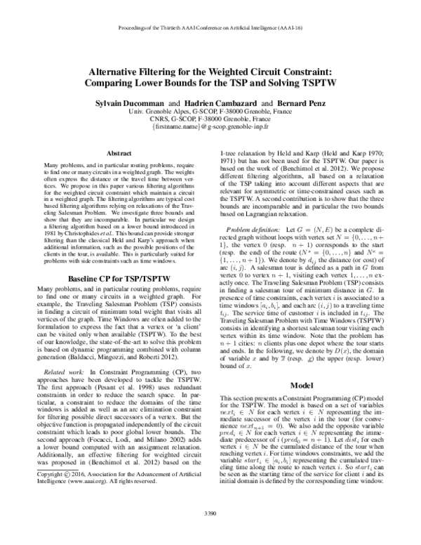 (PDF) Alternative Filtering for the Weighted Circuit Constraint ...