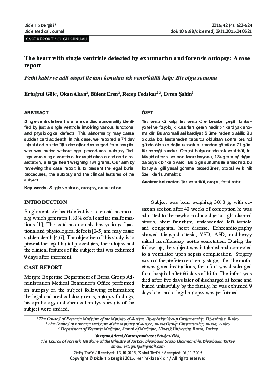 (PDF) The heart with single ventricle detected by exhumation and ...