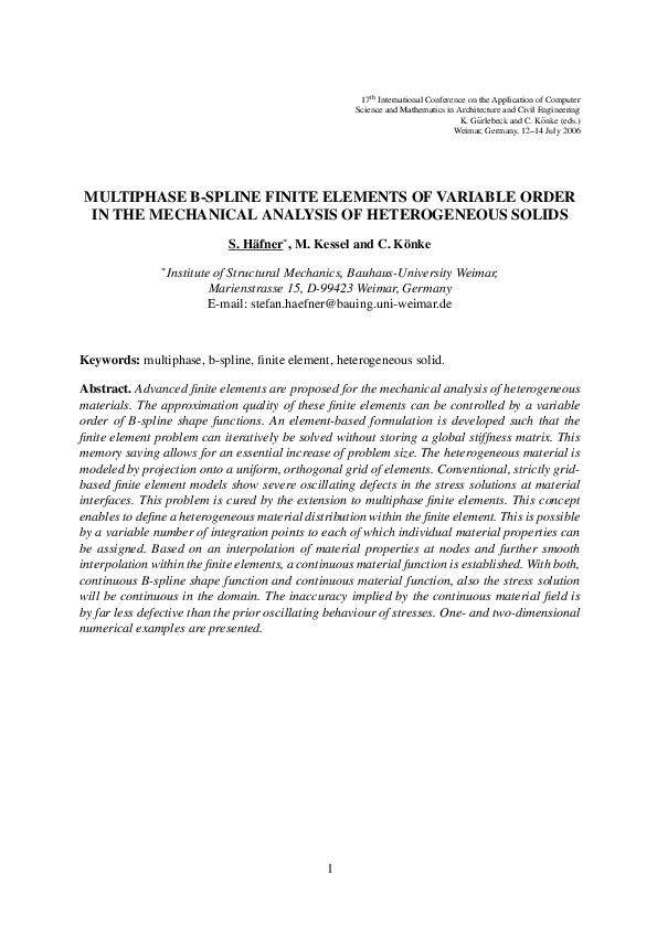 (PDF) Multiphase B-Spline Finite Elements of Variable Order in the Mechanical Analysis of ...
