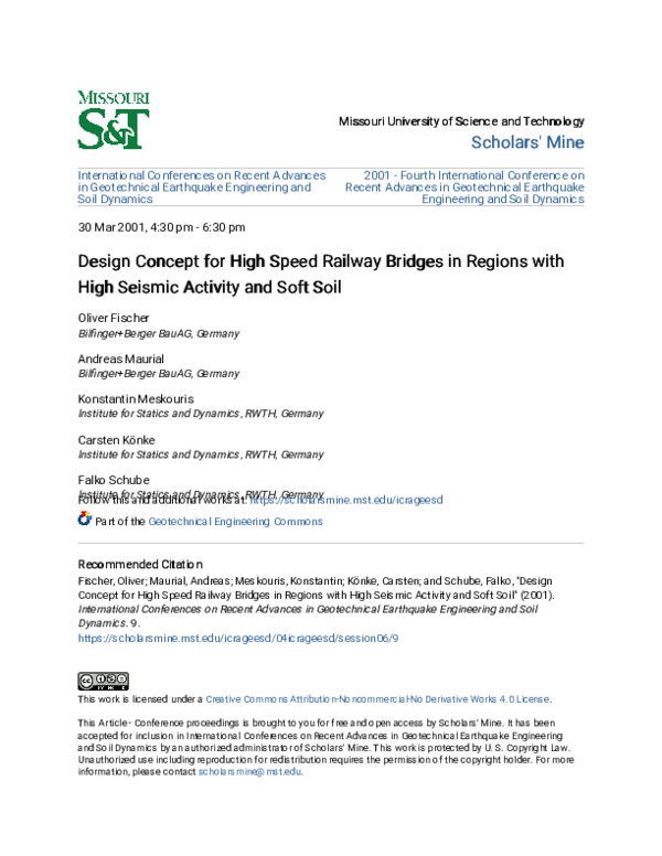 (PDF) Design Concept for High Speed Railway Bridges in Regions with High Seismic Activity and ...