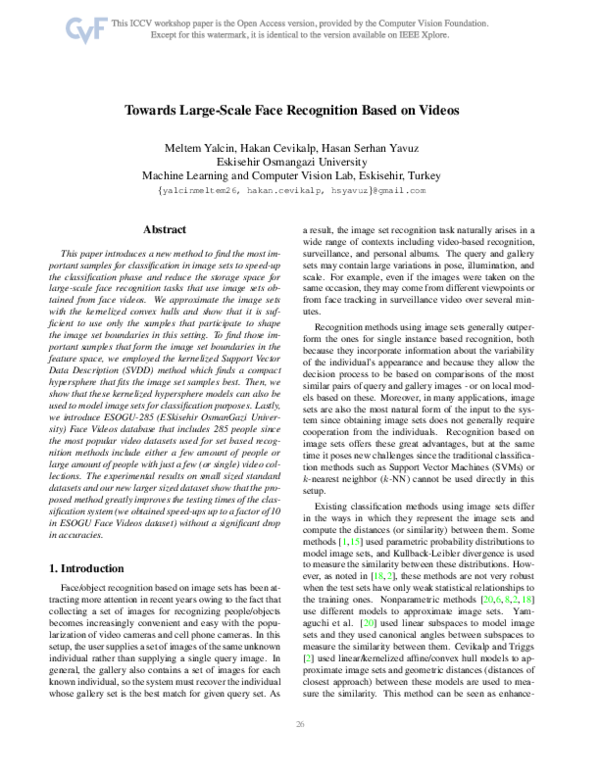 (PDF) Towards Large-Scale Face Recognition Based on Videos
