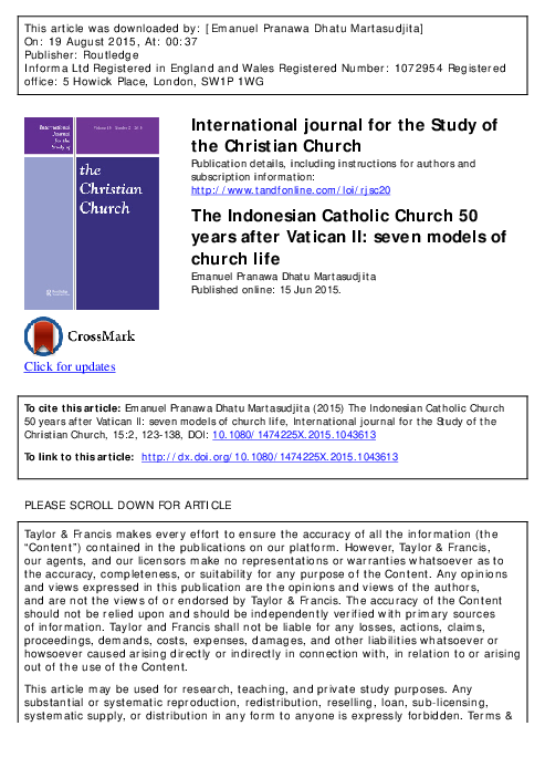 (PDF) The Indonesian Catholic Church 50 years after Vatican II: seven ...
