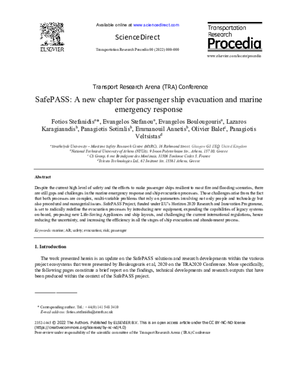 (PDF) SafePASS: A new chapter for passenger ship evacuation and marine ...