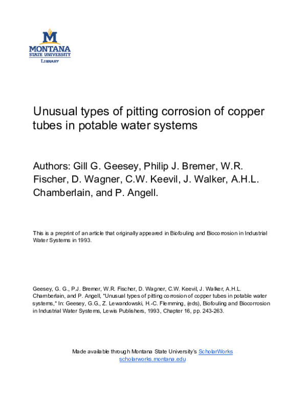 (PDF) Unusual Types of Pitting Corrosion of Copper Tubes Used for Water ...