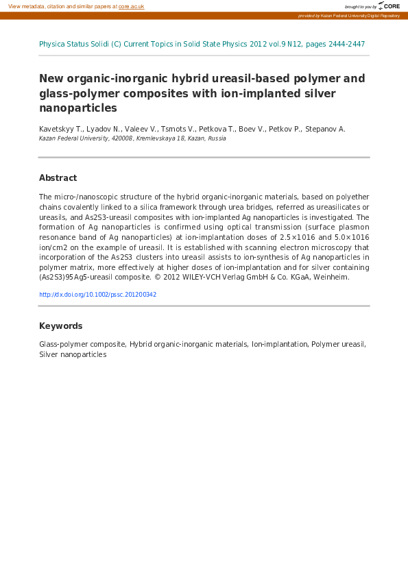 (PDF) New organic‐inorganic hybrid ureasil‐based polymer and glass ...