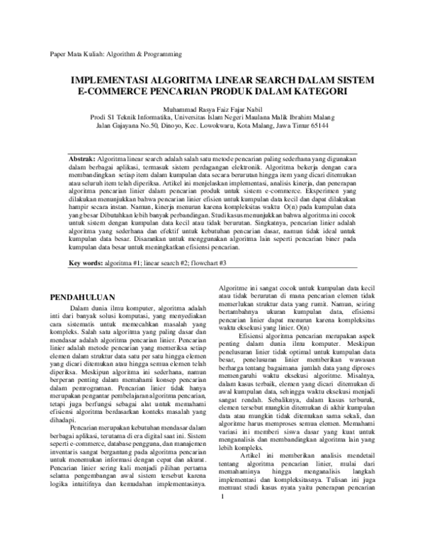 (PDF) IMPLEMENTASI ALGORITMA LINEAR SEARCH DALAM SISTEM E-COMMERCE ...
