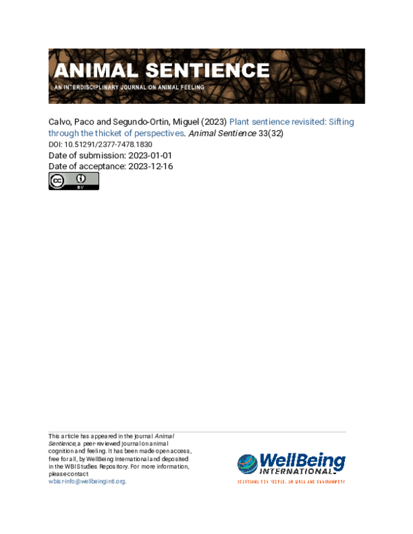 (PDF) Plant sentience revisited: Sifting through the thicket of ...