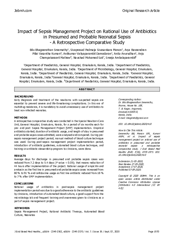 (PDF) Impact of Sepsis Management Project on Rational Use of ...