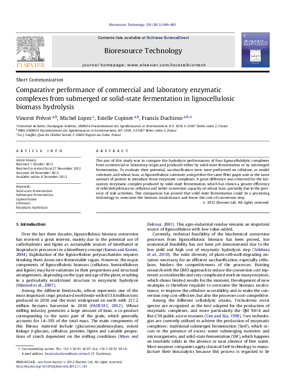 (PDF) Comparative performance of commercial and laboratory enzymatic complexes from submerged or ...