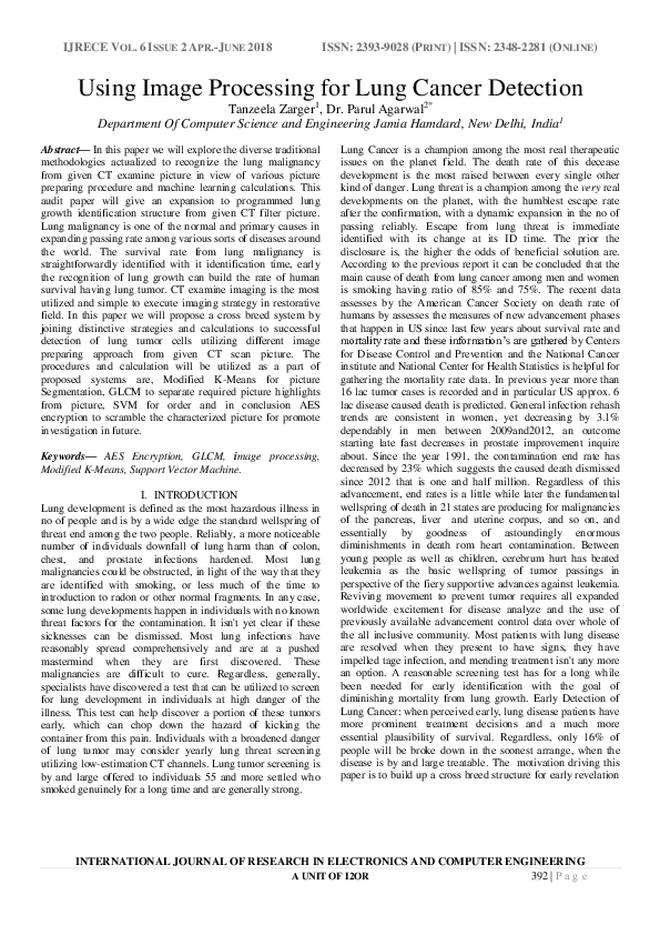 (PDF) Using Image Processing for Lung Cancer Detection