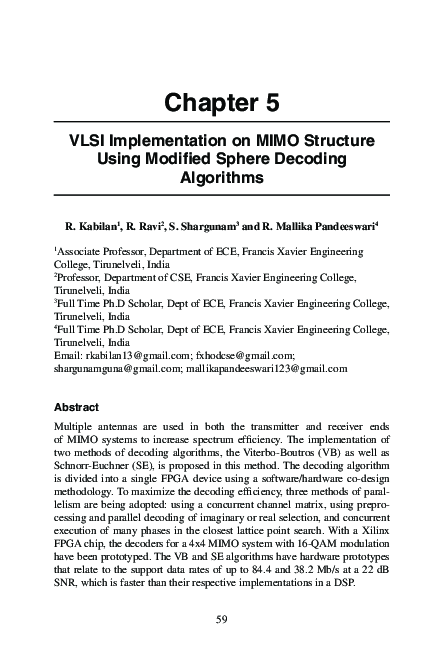 (PDF) VLSI Implementation on MIMO Structure Using Modified Sphere ...
