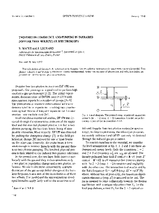 (PDF) Two photon coherence and pumping in infrared doppler free molecular spectroscopy
