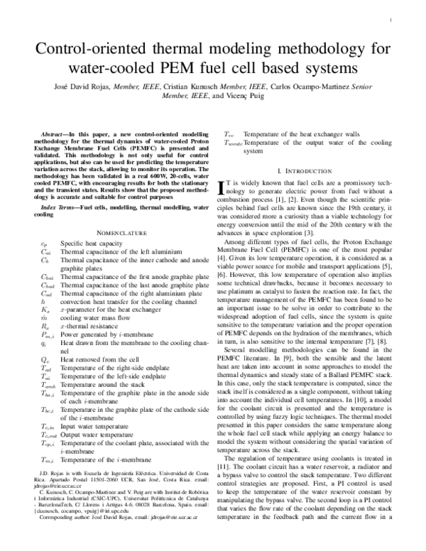 (PDF) Control-Oriented Thermal Modeling Methodology for Water-Cooled PEM Fuel-Cell-Based Systems ...