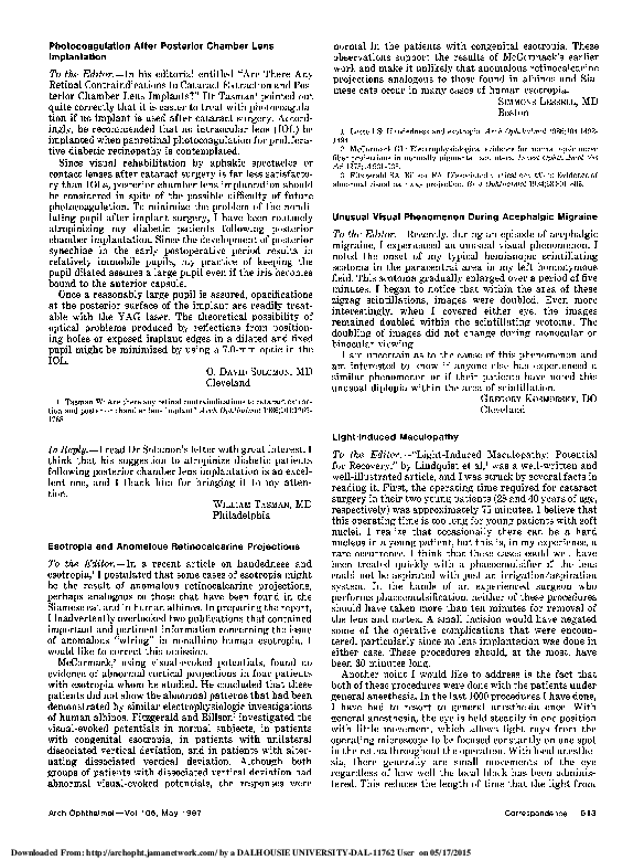 (PDF) Photocoagulation After Posterior Chamber Lens Implantation | Oleg ...