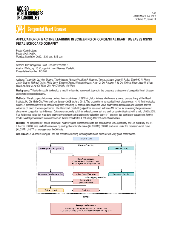 (PDF) Application of Machine Learning in Screening of Congenital Heart Diseases Using Fetal ...