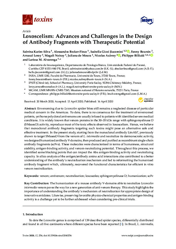 (PDF) Loxoscelism: Advances and Challenges in the Design of Antibody ...