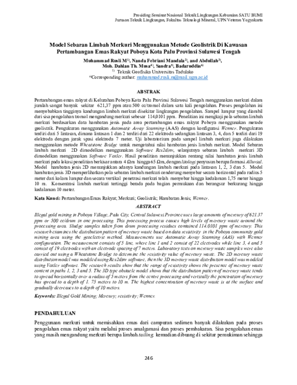 (PDF) Model Sebaran Limbah Merkuri Menggunakan Metode Geolistrik Di ...