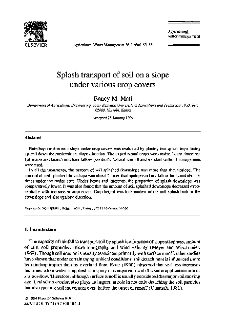 (PDF) Splash transport of soil on a slope under various crop covers