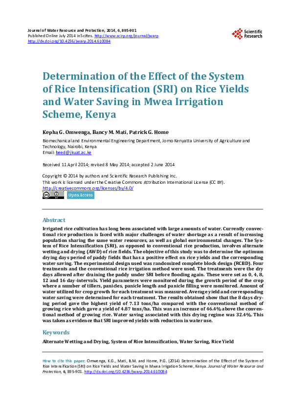 (PDF) Determination of the Effect of the System of Rice Intensification ...